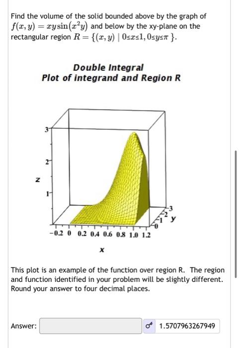 Solved Find the volume of the solid bounded above by the | Chegg.com