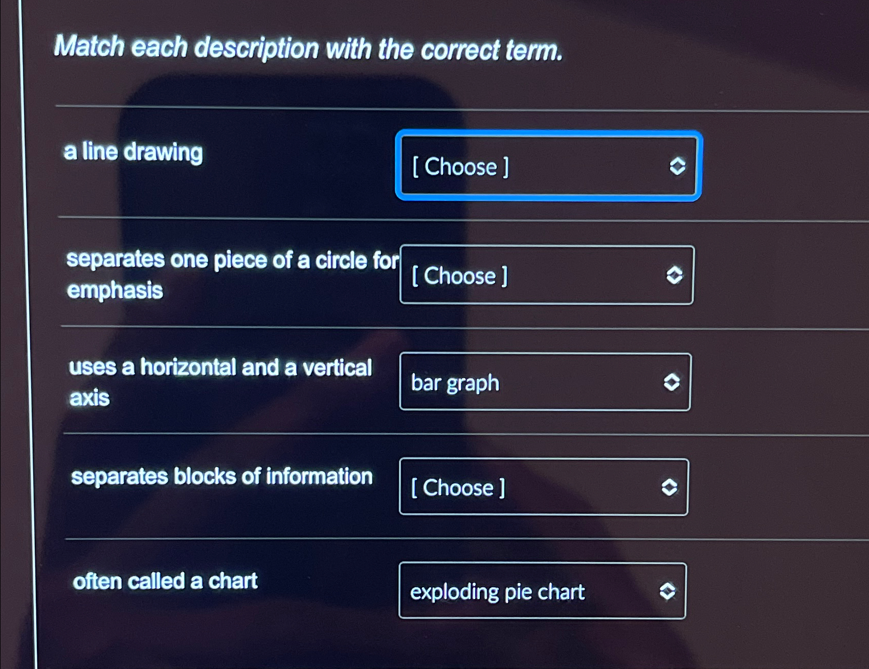 Match each description with the correct term.a line | Chegg.com