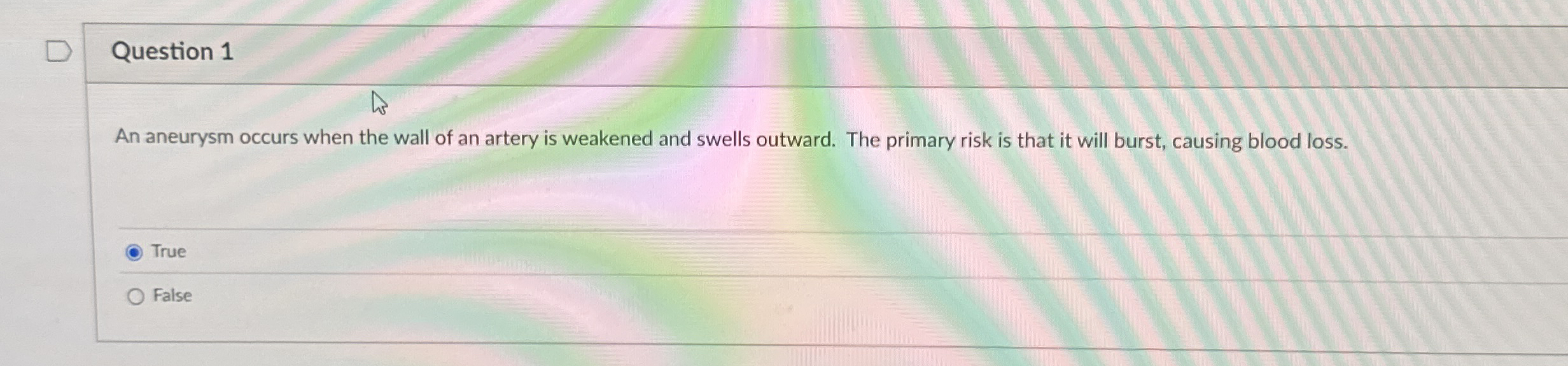 Solved Question 1An aneurysm occurs when the wall of an | Chegg.com