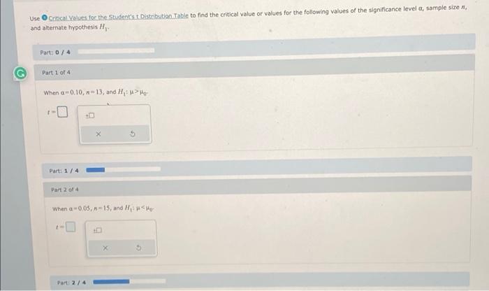 Solved Use Critical Values for the Student's t Distribution | Chegg.com