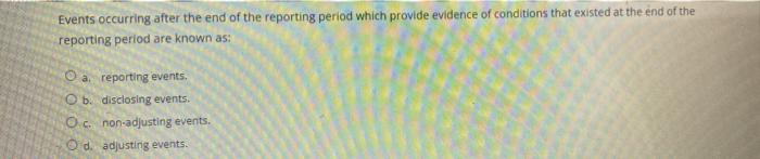 Solved Which of the following is an example of an orderly | Chegg.com
