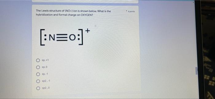 Solved The Lewis structure of (NO) ion is shown below. What | Chegg.com