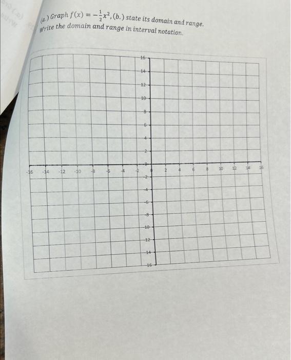 Solved (a) Graph f(x)=−21x2, (b.) state its domain and | Chegg.com