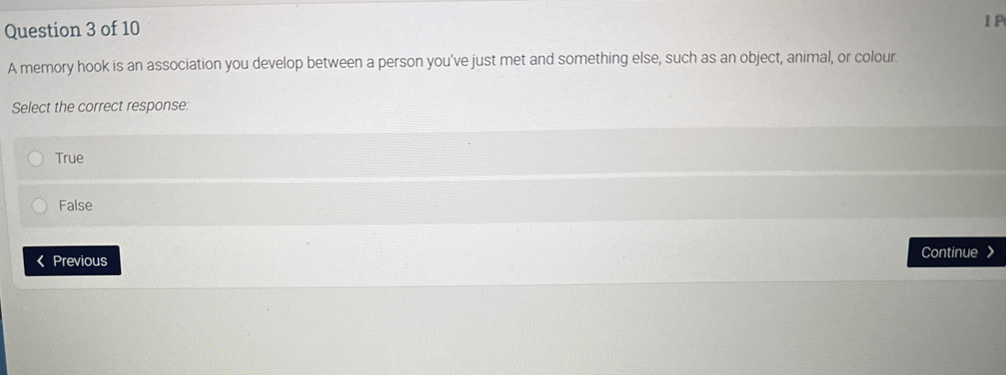 Solved Question 3 ﻿of 10A memory hook is an association you | Chegg.com