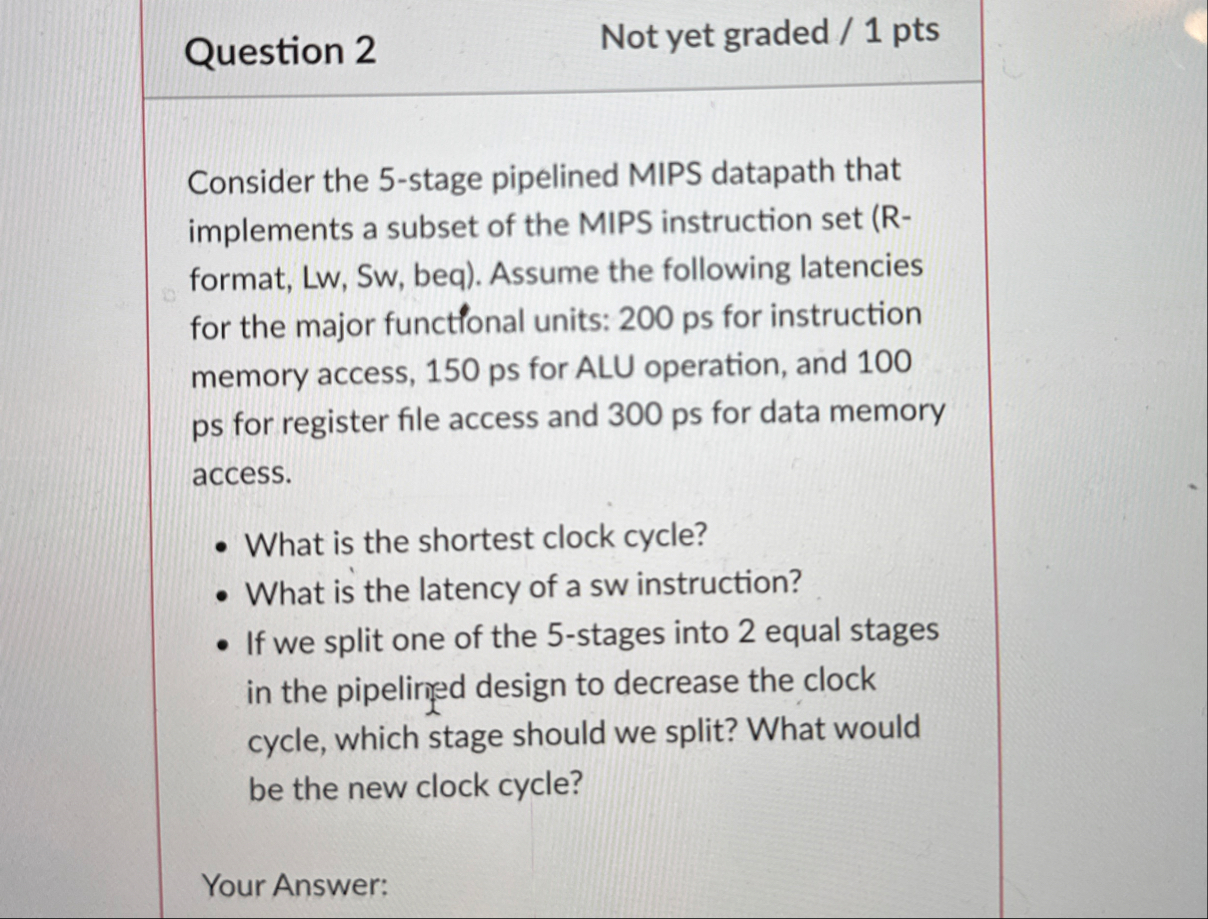 Solved Question 2Not yet graded / 1 ﻿ptsConsider the | Chegg.com