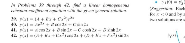 Solved In Problems 39 through 42, find a linear homogeneous | Chegg.com