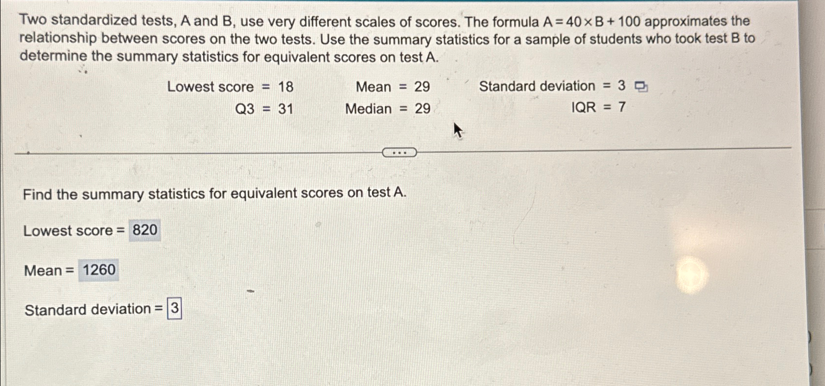 Solved Two standardized tests, A and B, use very different | Chegg.com