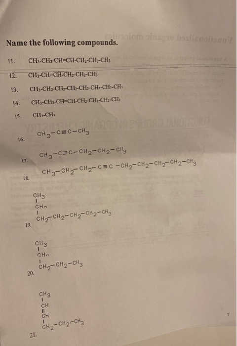 Solved Salom Name the following compounds. inseto bavilno | Chegg.com ...