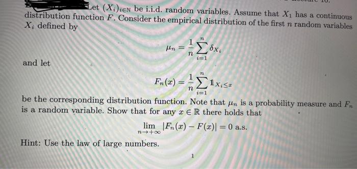 Solved đet (Xi)i∈N be i.i.d. random variables. Assume that | Chegg.com