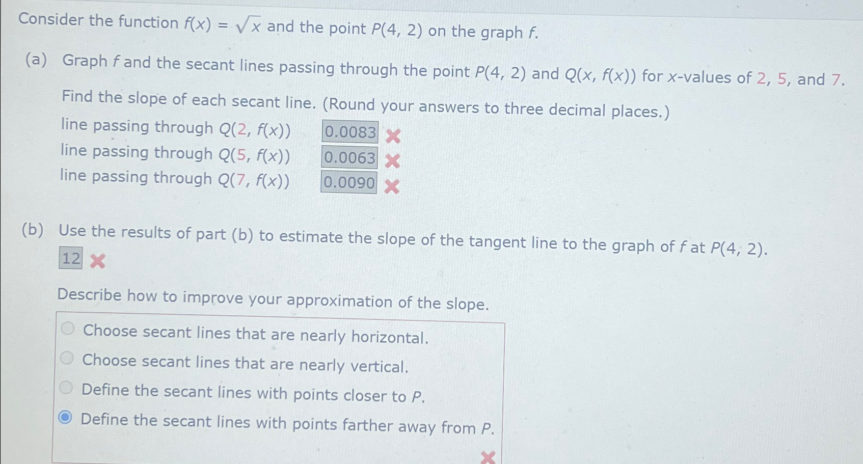 Solved Consider the function f(x)=x2 ﻿and the point P(4,2) | Chegg.com