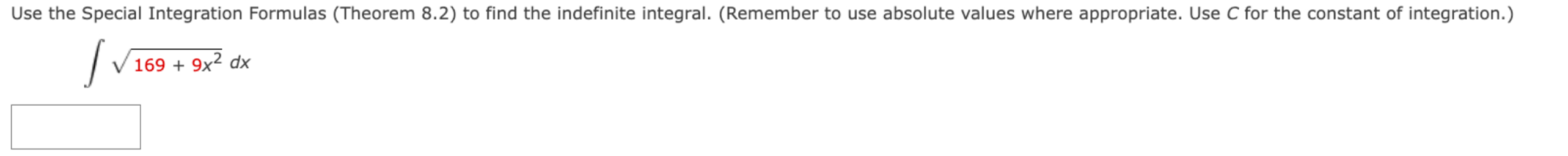 Solved Use the Special Integration Formulas (Theorem 8.2) | Chegg.com