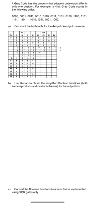 Solved A Gray Code has the property that adjacent codewords | Chegg.com