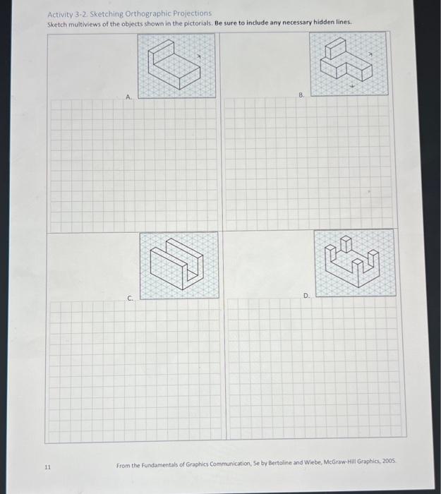 Solved Activity 3-2. Sketching Orthographic Projections 11 | Chegg.com