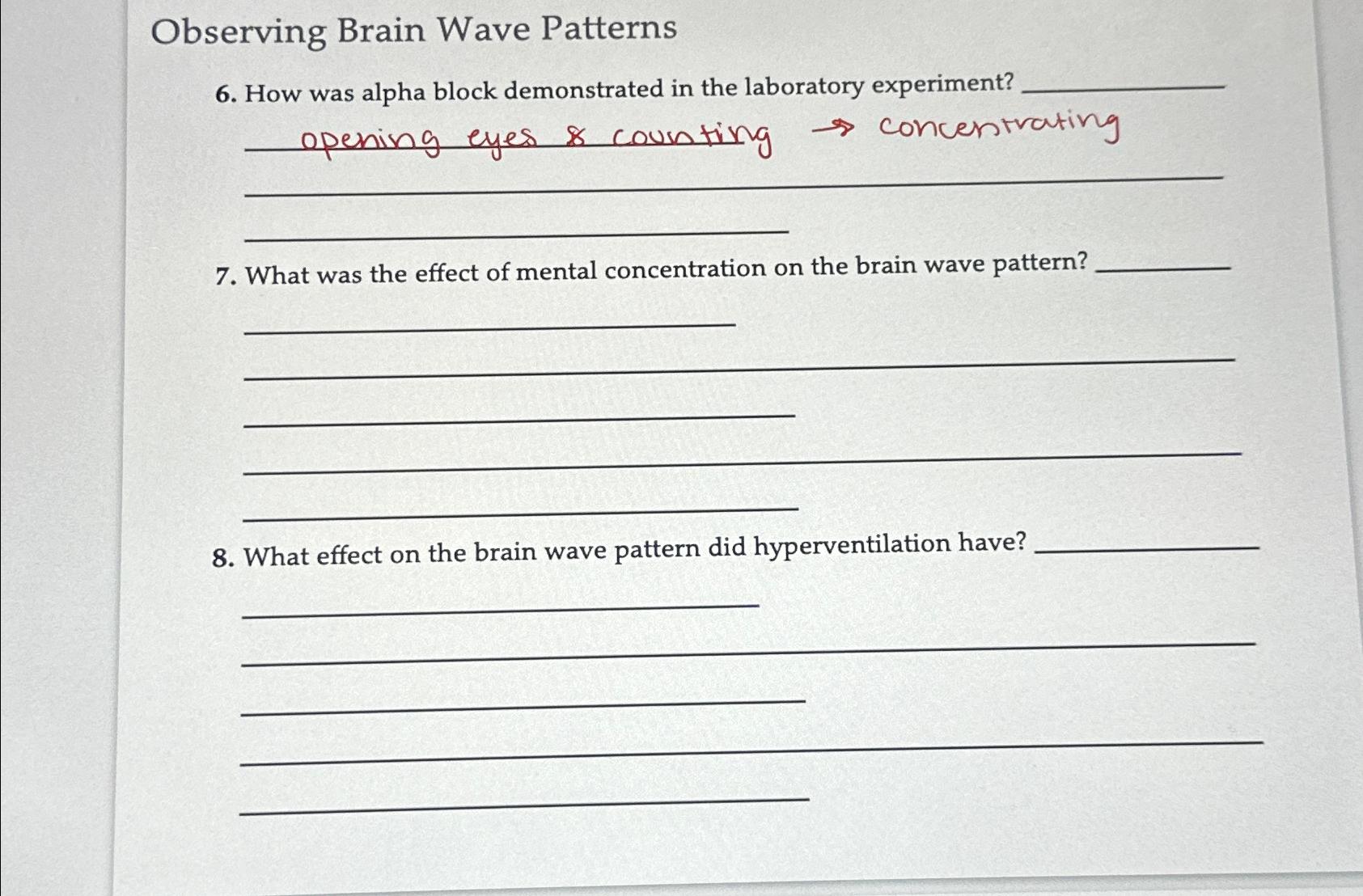 Solved Observing Brain Wave Patterns6. ﻿How was alpha block | Chegg.com