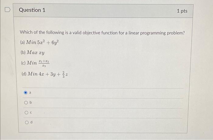 Solved Question 1 1 Pts Which Of The Following Is A Valid