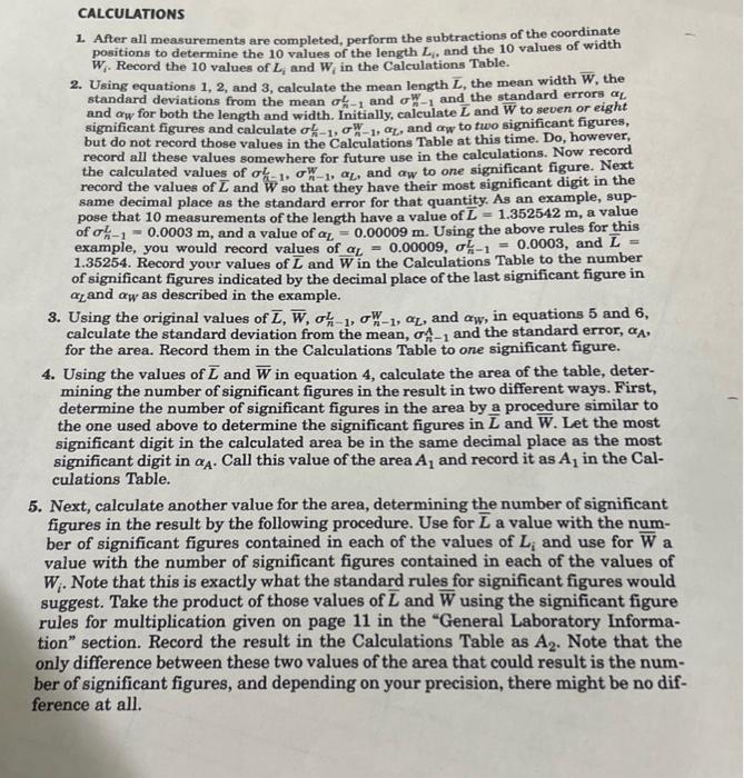 Solved Data Table Lˉ=Wˉ=A1=m2A2=mmσn−1W=σn−1A=m2σn−1l=m m m2 | Chegg.com