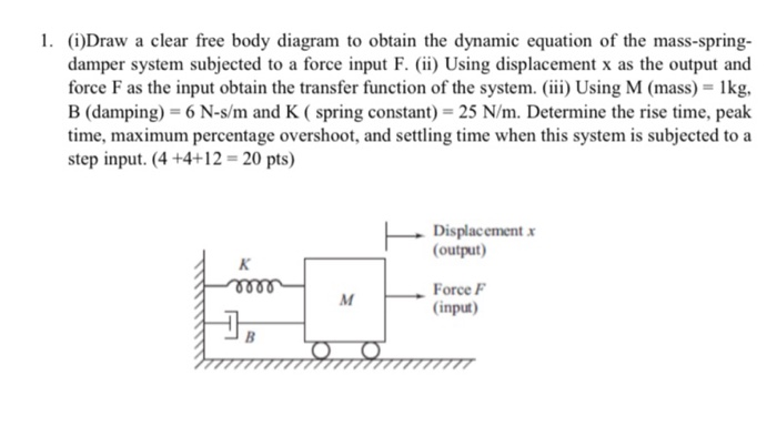 Solved 1. (i)Draw a clear free body diagram to obtain the | Chegg.com