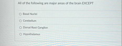 Solved All of the following are major areas of the brain | Chegg.com