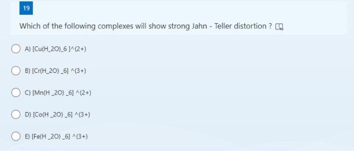 Solved Which of the following complexes will show strong | Chegg.com