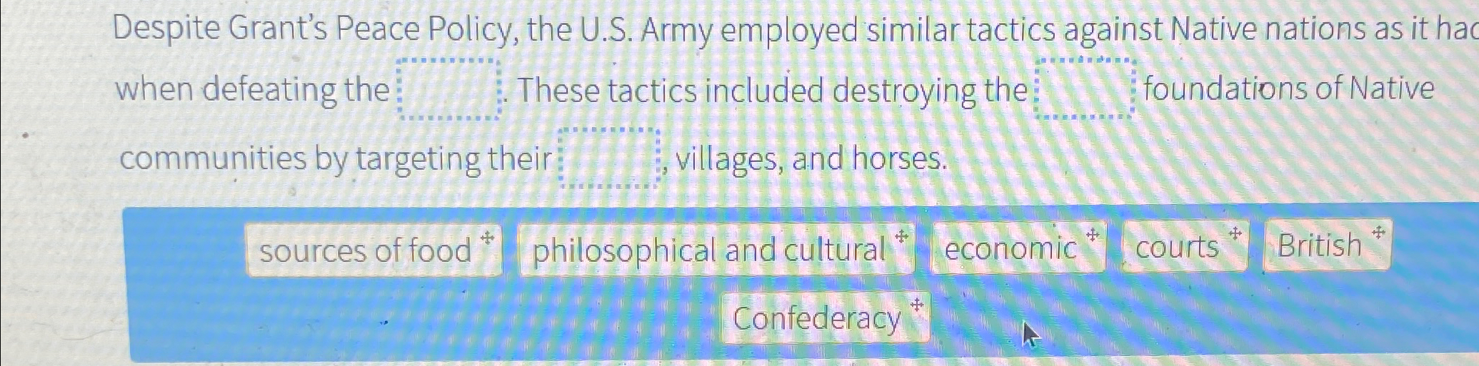 Solved Despite Grant's Peace Policy, the U.S. ﻿Army employed | Chegg.com