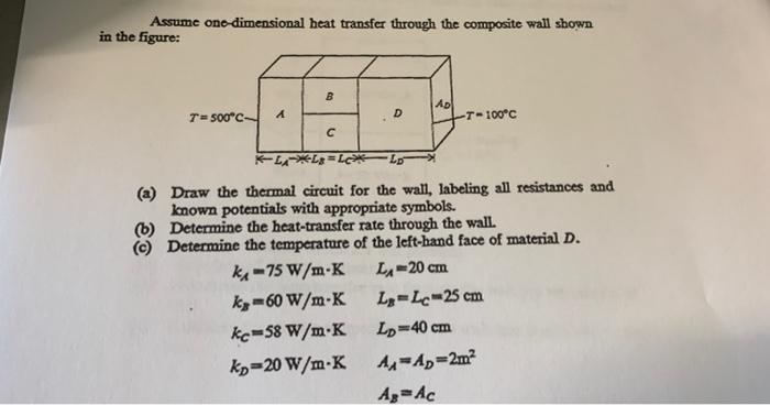 Solved Assume one-dimensional heat transfer through the | Chegg.com