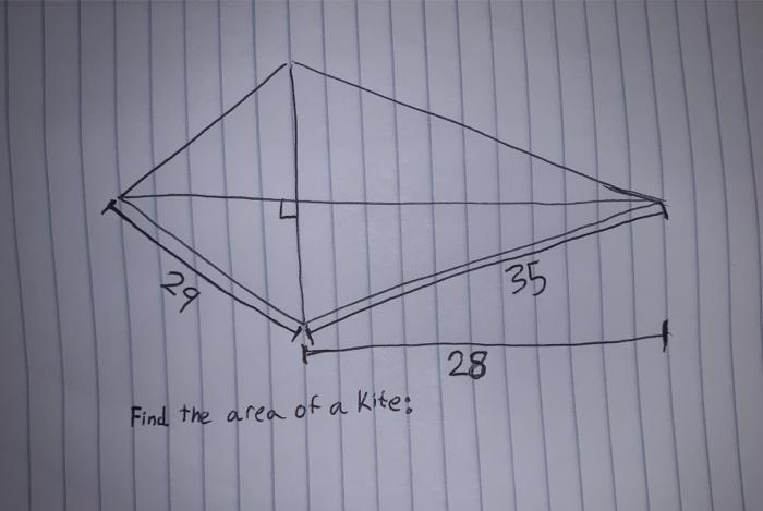 Solved 29 35 28 Find the area of a kite: | Chegg.com