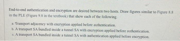 Solved End-to-end authentication and encryption are desired | Chegg.com