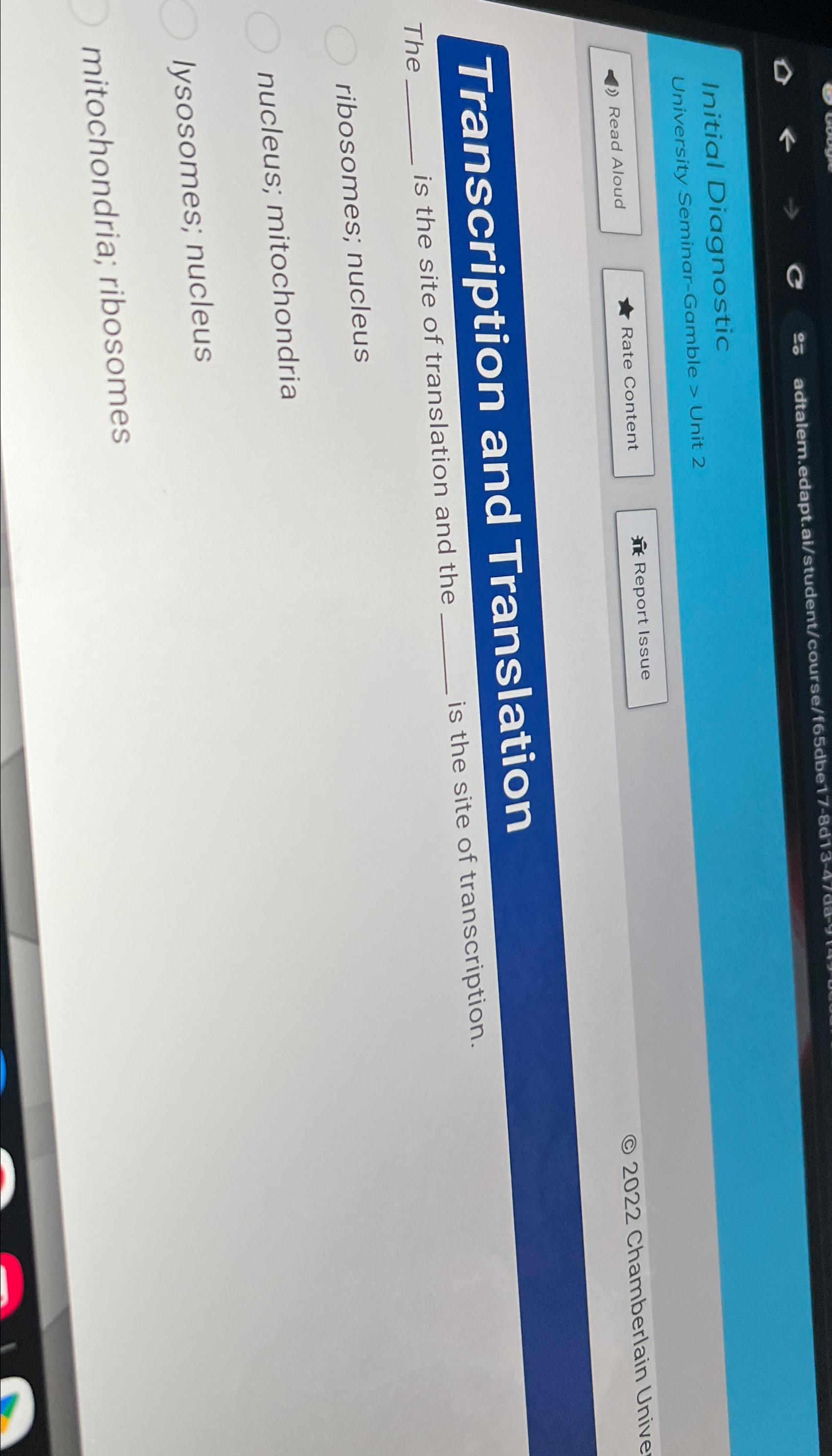 Solved Initial DiagnosticUniversity Seminar-Gamble > ﻿Unit | Chegg.com