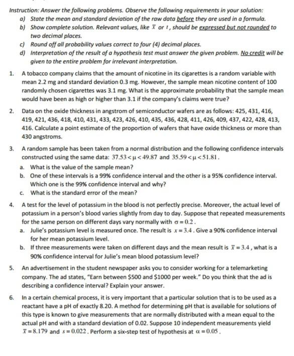 Solved Instruction: Answer the following problems. Observe | Chegg.com