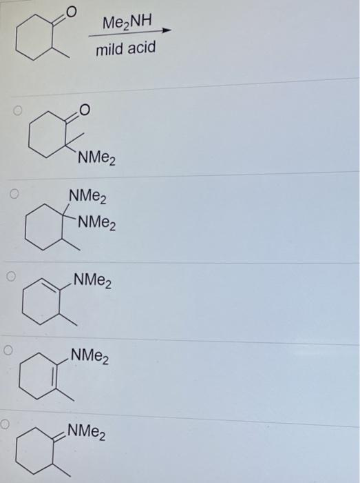Solved MexNH mild acid NMez NMe2 NMe2 NMez O NMe2 NMe2 | Chegg.com