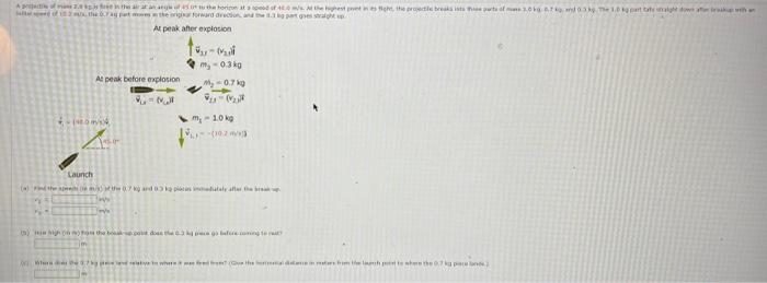 Solved A projectile of mass 2.0 kg is fired in the air at an | Chegg.com