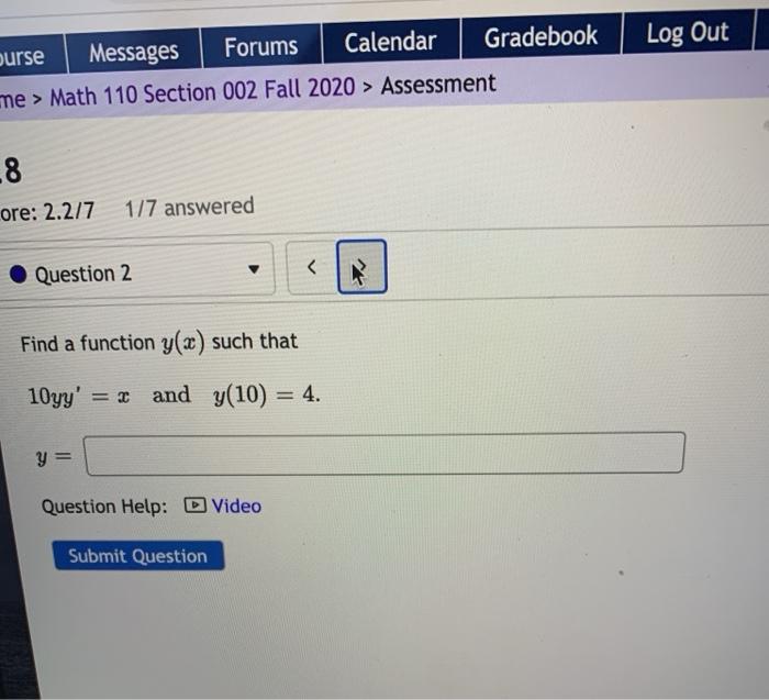 Solved Log Out ourse Messages Forums Calendar Gradebook me > | Chegg.com
