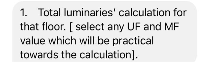 Solved 1. Total luminaries' calculation for that floor. | Chegg.com