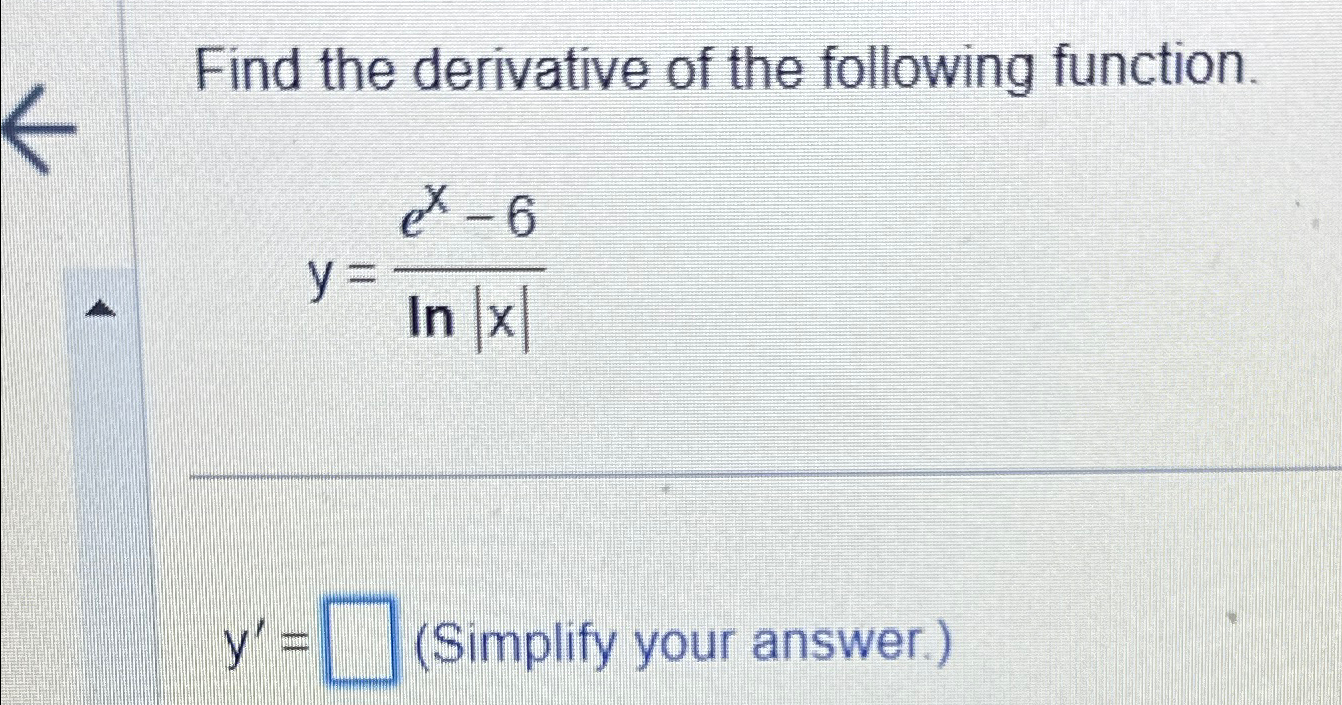 Solved Find the derivative of the following | Chegg.com