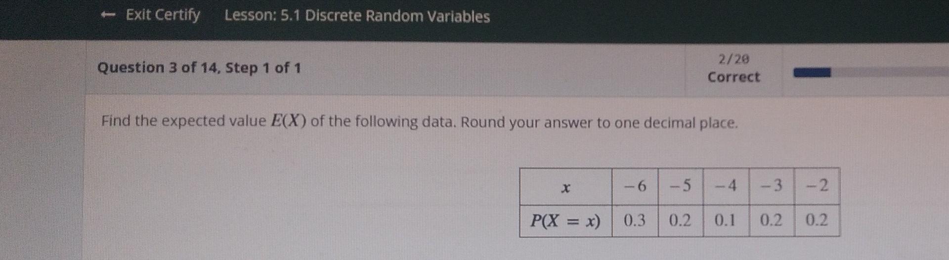 Solved Exit Certify Lesson: 5.1 Discrete Random Variables | Chegg.com