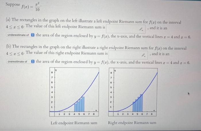 Solved Suppose f(x)=10x2. (a) The rectangles in the graph on | Chegg.com
