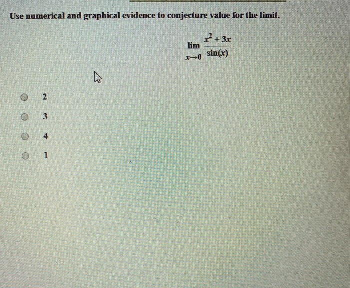 Solved Use numerical and graphical evidence to conjecture | Chegg.com