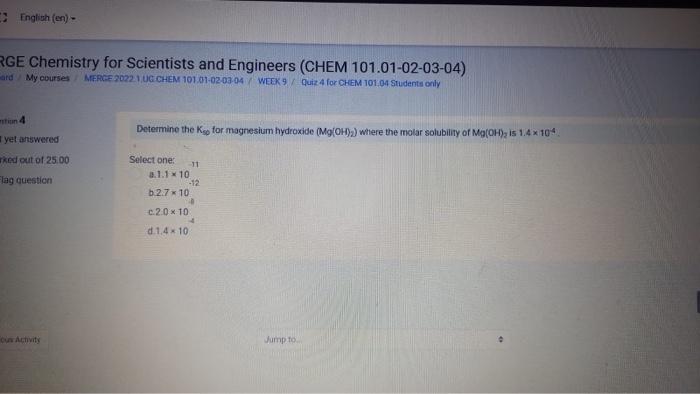 Solved RGE Chemistry for Scientists and Engineers (CHEM | Chegg.com