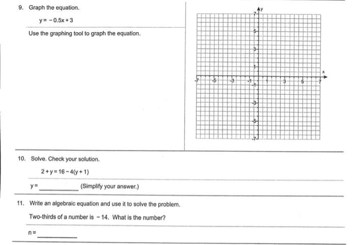 Solved 9. Graph the equation. y=-0.5x + 3 Use the graphing | Chegg.com