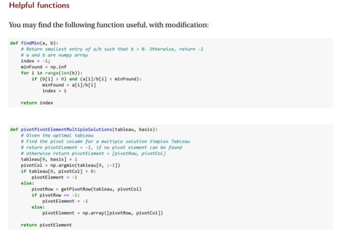 Solved Write A Function That Performs The Simplex Method On 1874