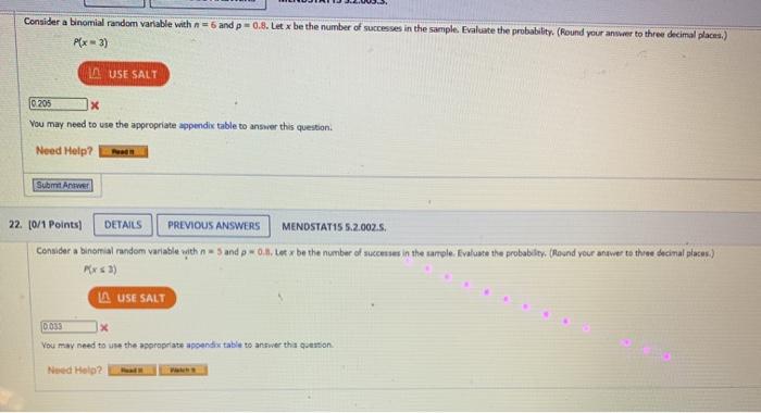 Solved Consider a binomial random variable with A-6 and p = | Chegg.com