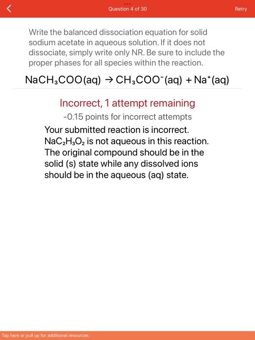 Solved Write the balanced dissociation equation for solid | Chegg.com