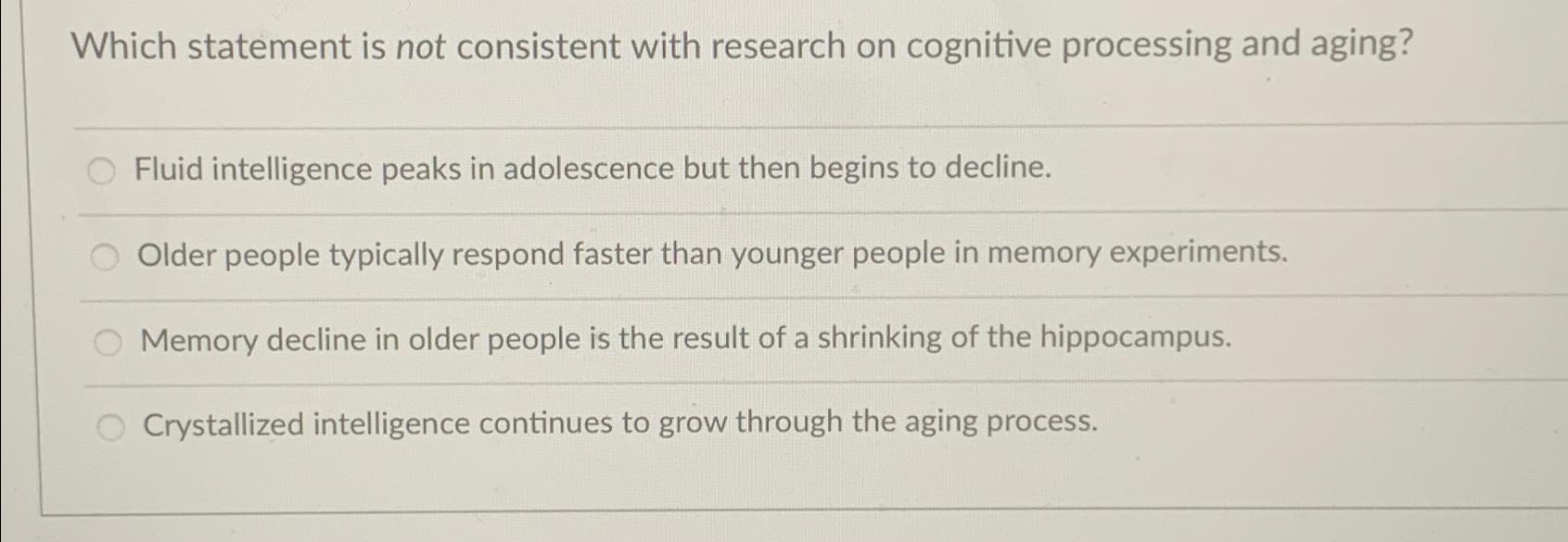 Solved Which statement is not consistent with research on | Chegg.com
