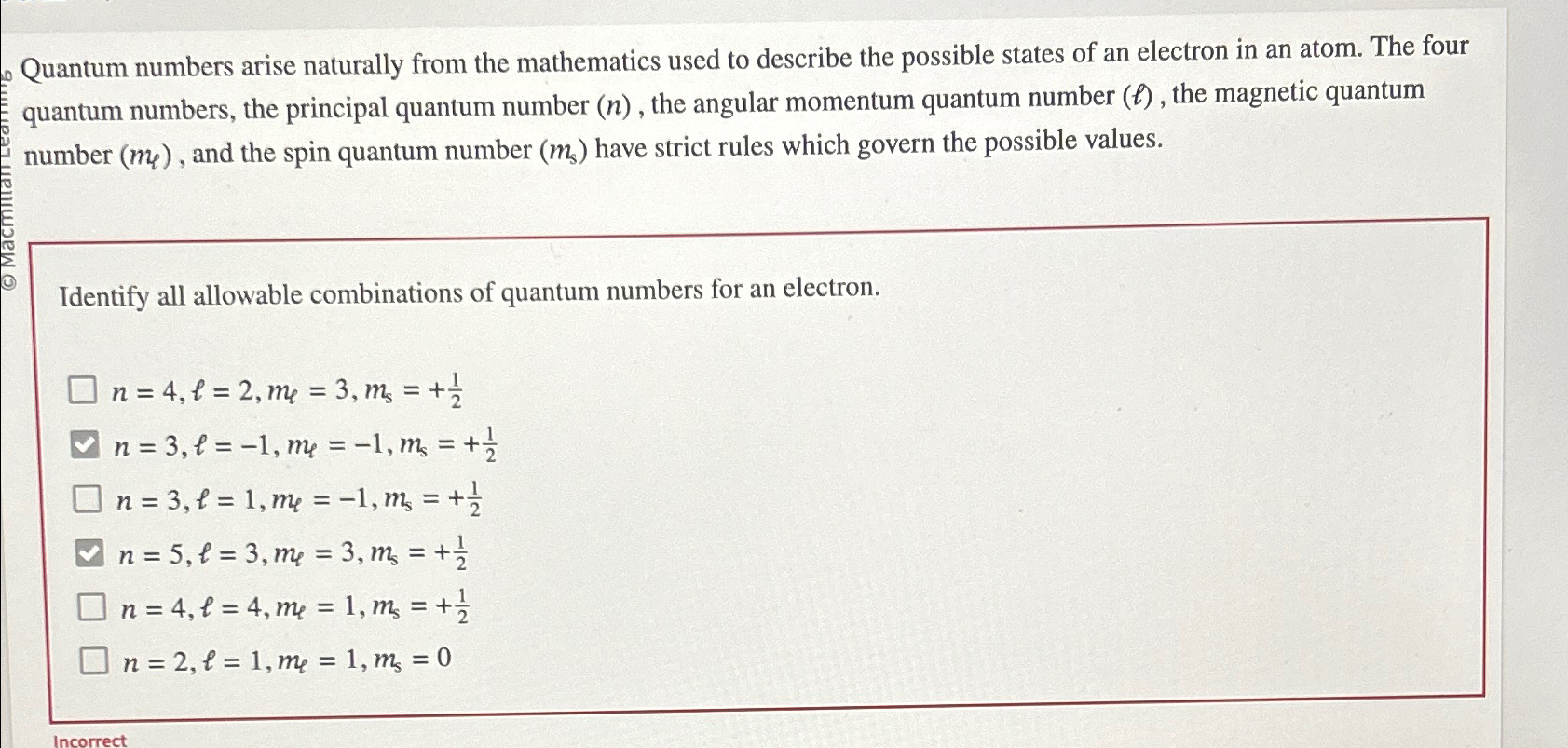 Solved Quantum numbers arise naturally from the mathematics | Chegg.com