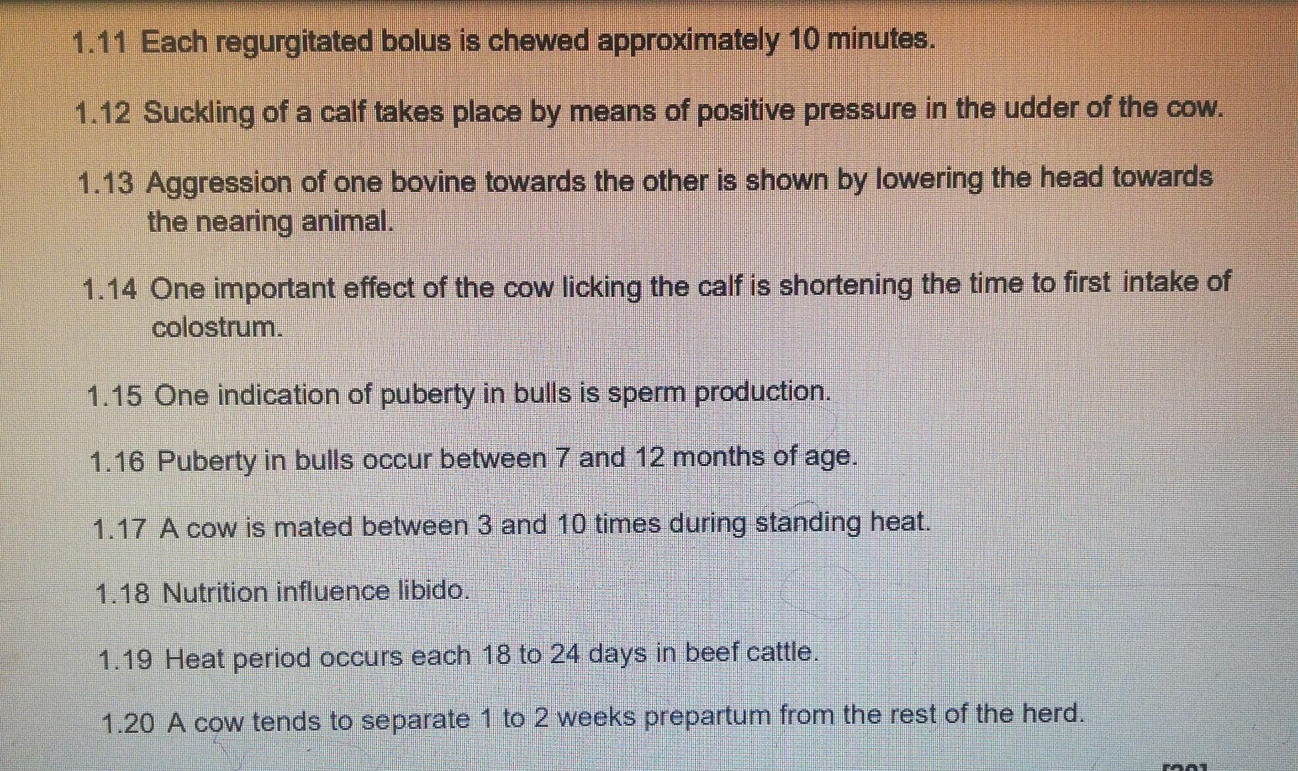 Solved 1.11 Each regurgitated bolus is chewed approximately | Chegg.com