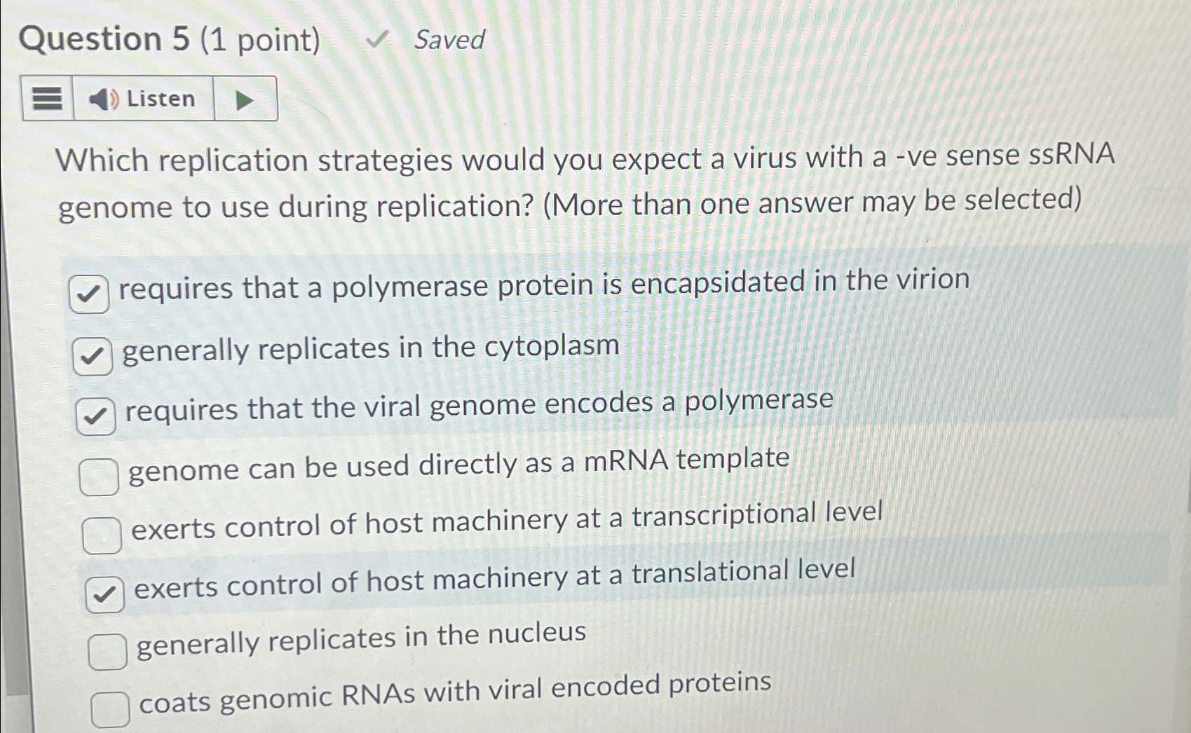 Solved Question 5 (1 ﻿point)SavedWhich replication | Chegg.com