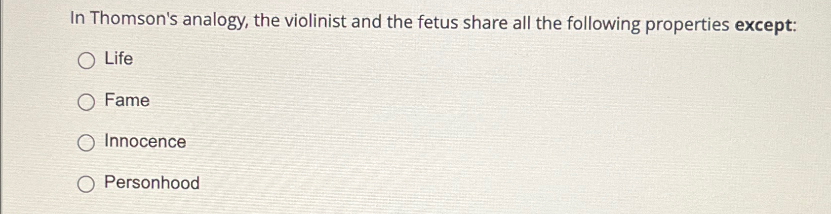 Solved In Thomson's analogy, the violinist and the fetus | Chegg.com
