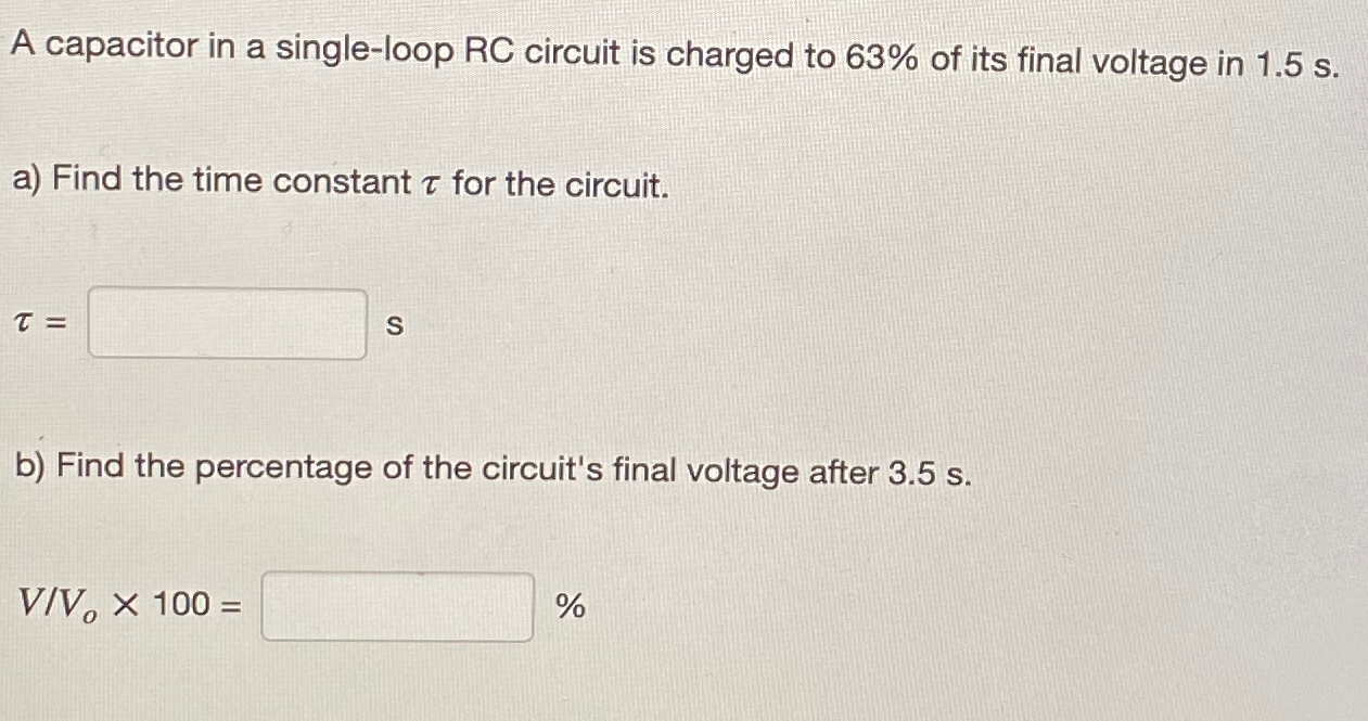Solved A capacitor in a single-loop RC circuit is charged to | Chegg.com