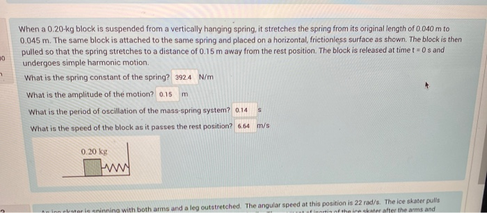 Solved When a 0.20-kg block is suspended from a vertically | Chegg.com