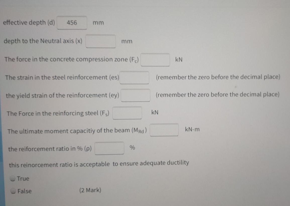 Solved Calculate the ultimate bending capacity for the | Chegg.com